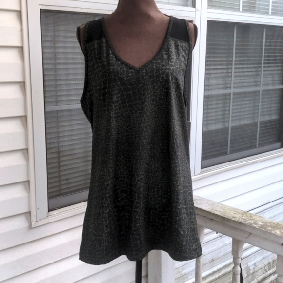 H by Halston | Tops | H By Halston Studio Army Green Croc Print Mesh ...